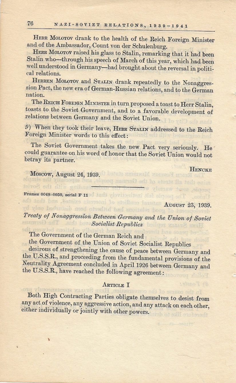 Ribbentrop-Molotov Treaty – With Secret Additional Protocol - Justice ...